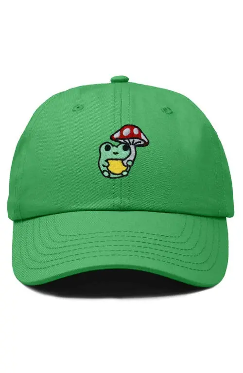 DALIX Mushroom Frog Embroidered Baseball Cap - Kelly Green