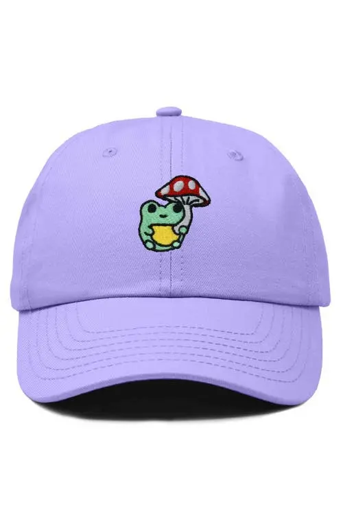 DALIX Mushroom Frog Embroidered Baseball Cap - Lavender