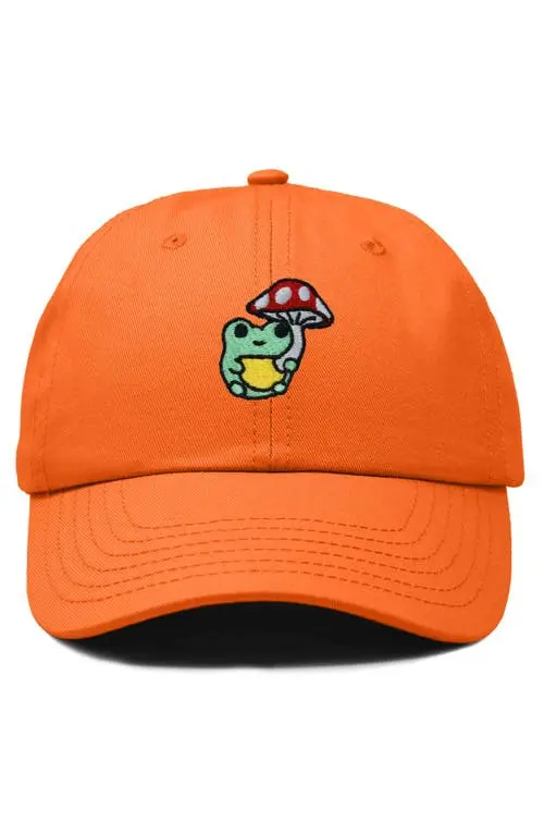 DALIX Mushroom Frog Embroidered Baseball Cap - Orange