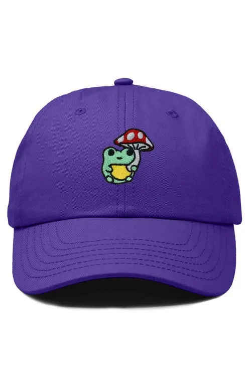DALIX Mushroom Frog Embroidered Baseball Cap - Purple