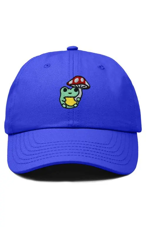 DALIX Mushroom Frog Embroidered Baseball Cap - Royal Blue