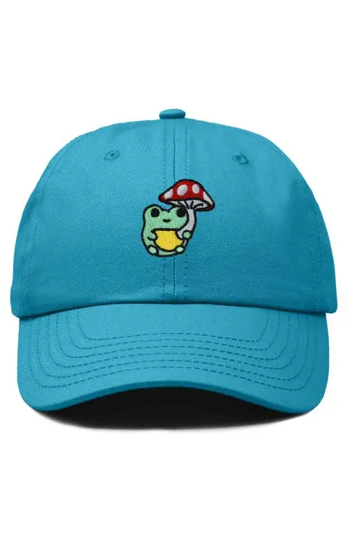 DALIX Mushroom Frog Embroidered Baseball Cap - Teal