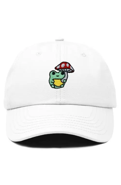 DALIX Mushroom Frog Embroidered Baseball Cap - White
