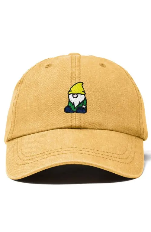 DALIX Gnome Embroidered Cap - Washed Gold