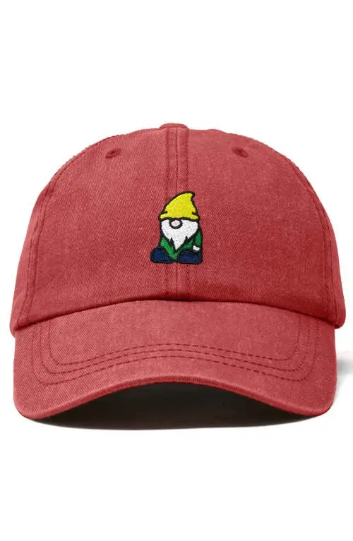DALIX Gnome Embroidered Cap - Washed Red