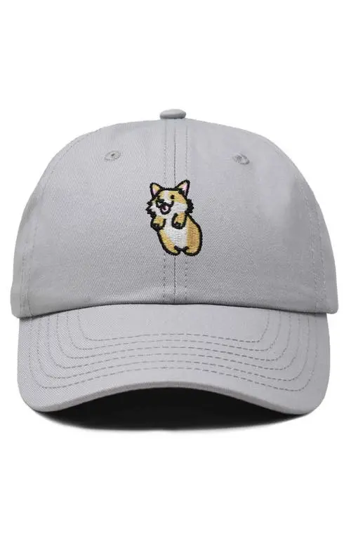 DALIX Leaping Corgi Embroidered Cap - Gray