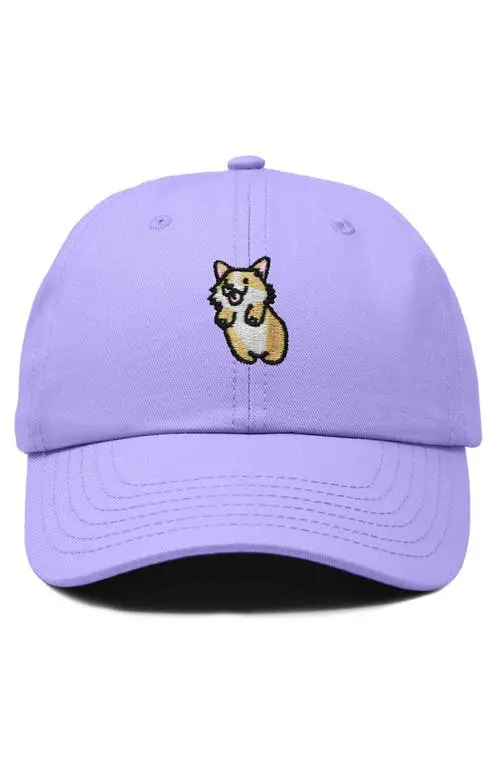DALIX Leaping Corgi Embroidered Cap - Lavender