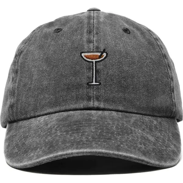DALIX Espresso Martini Embroidered Cap - Washed Black