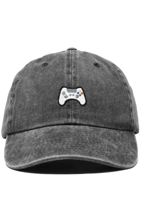 DALIX Game Controller Embroidered Cap - Washed Black