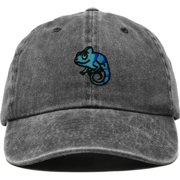 DALIX Chameleon Embroidered Cap - Washed Black