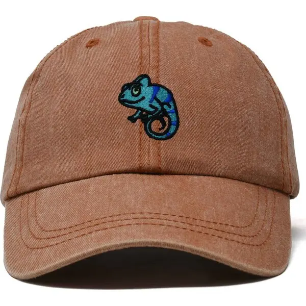 DALIX Chameleon Embroidered Cap - Washed Orange