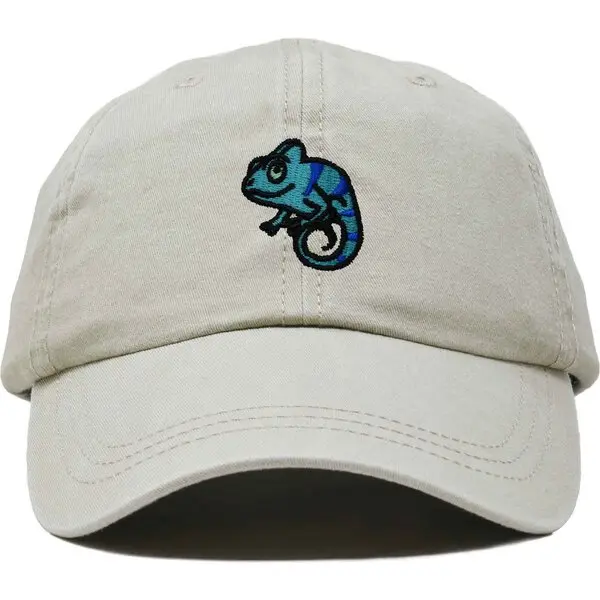 DALIX Chameleon Embroidered Cap - Washed Stone White