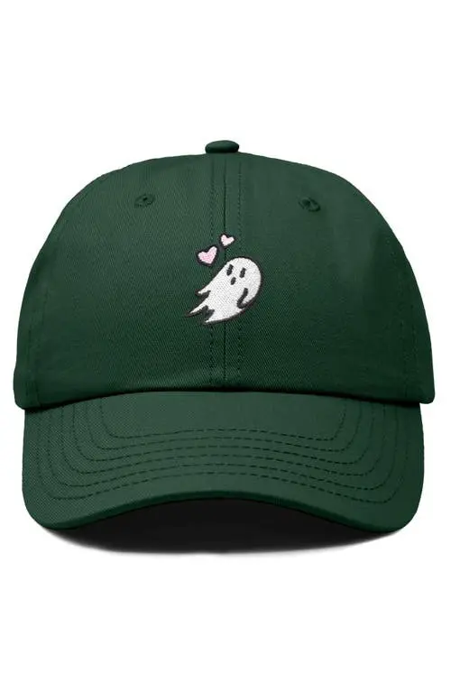 DALIX Heartly Ghost Embroidered Cap - Dark Green