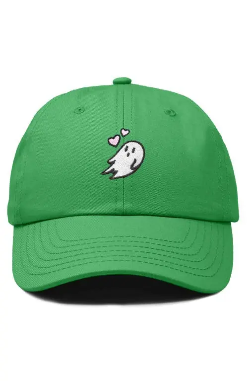DALIX Heartly Ghost Embroidered Cap - Kelly Green