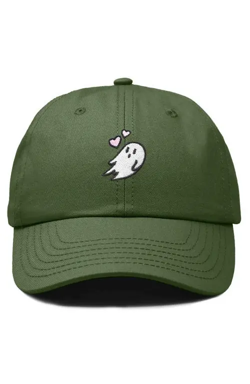 DALIX Heartly Ghost Embroidered Cap - Olive