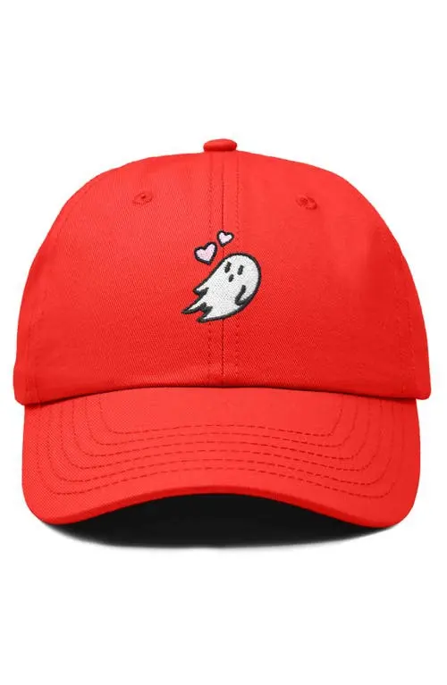 DALIX Heartly Ghost Embroidered Cap - Red