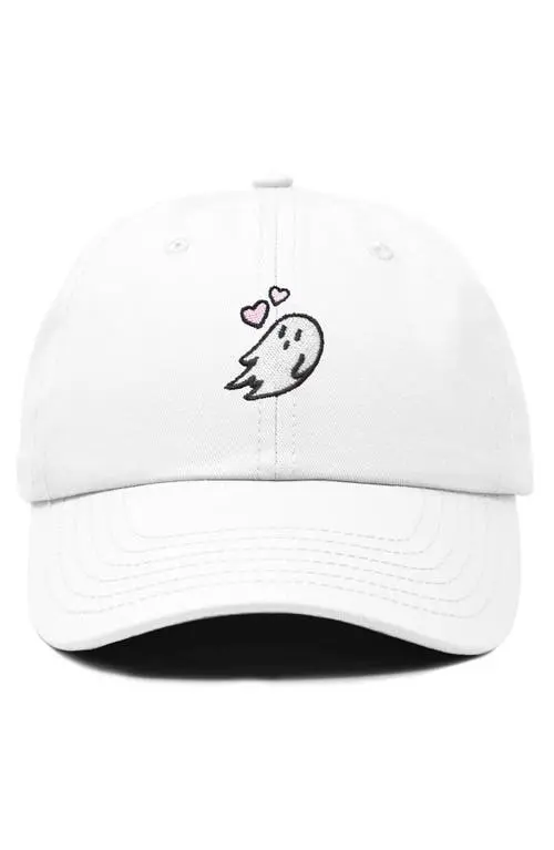 DALIX Heartly Ghost Embroidered Cap - White