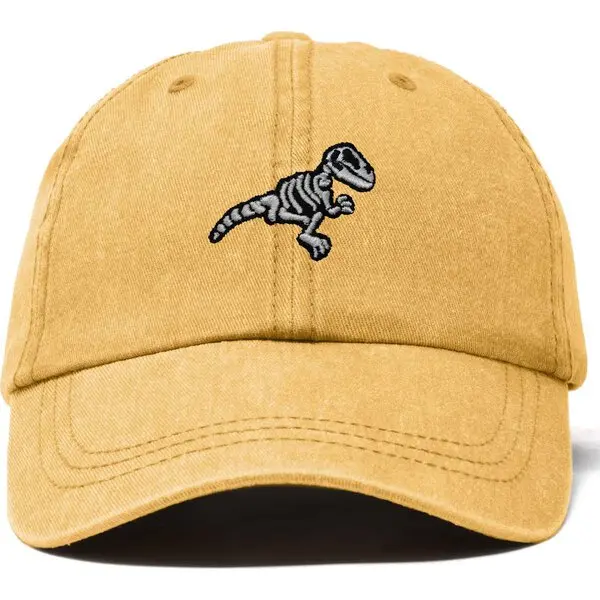 DALIX Fossil Embroidered Baseball Cap - Washed Gold
