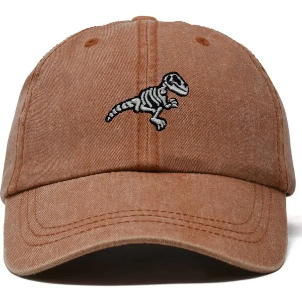 DALIX Fossil Embroidered Baseball Cap - Washed Orange