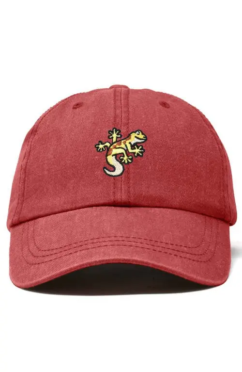 DALIX Gecko Embroidered Cap - Washed Red