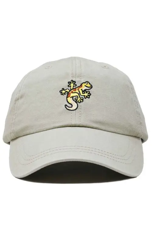 DALIX Gecko Embroidered Cap - Washed Stone White