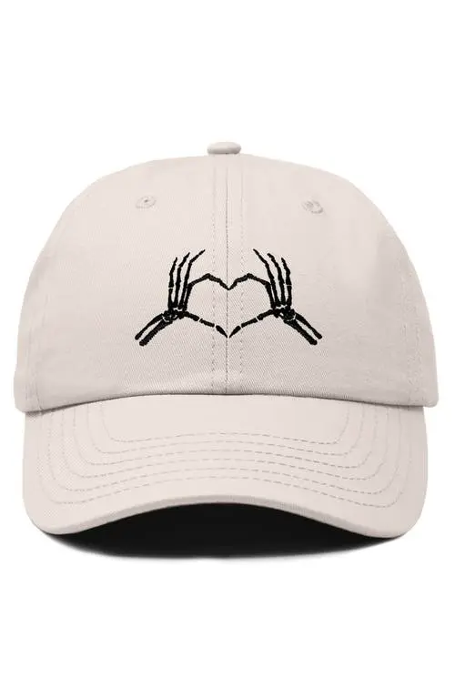 DALIX Skeleton Heart Embroidered Cap - Beige