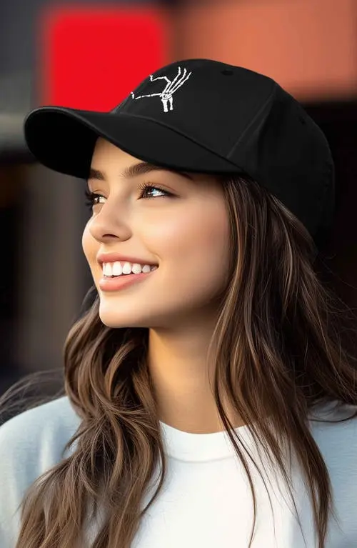 DALIX Skeleton Heart Embroidered Cap - Black