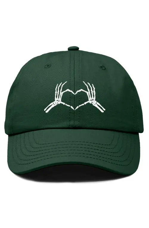 DALIX Skeleton Heart Embroidered Cap - Dark Green