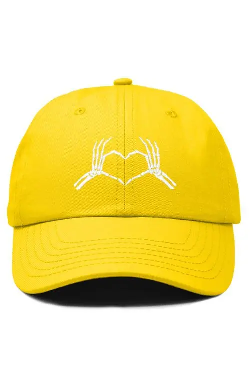 DALIX Skeleton Heart Embroidered Cap - Gold