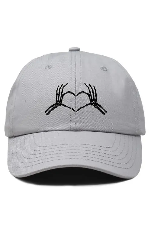 DALIX Skeleton Heart Embroidered Cap - Gray