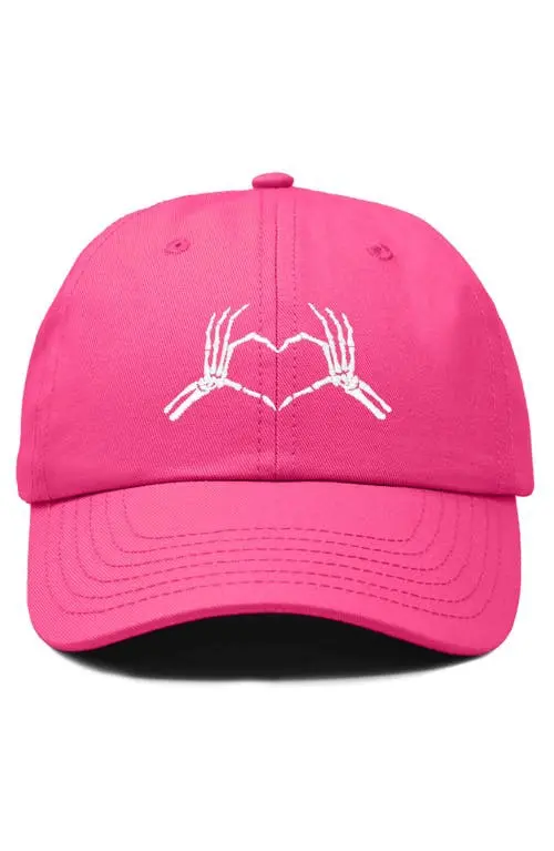 DALIX Skeleton Heart Embroidered Cap - Hot Pink