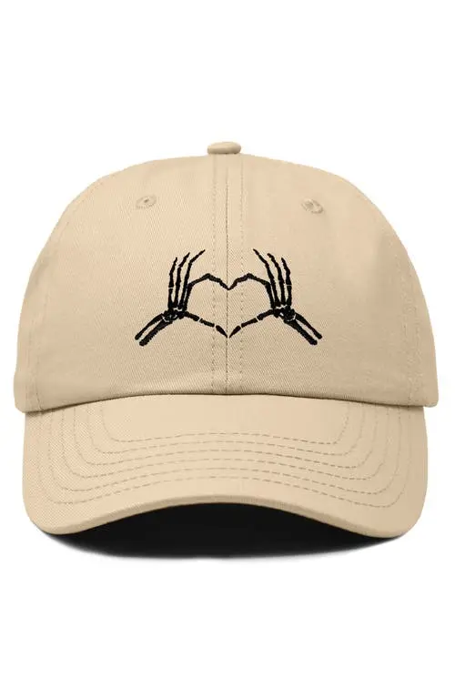 DALIX Skeleton Heart Embroidered Cap - Khaki