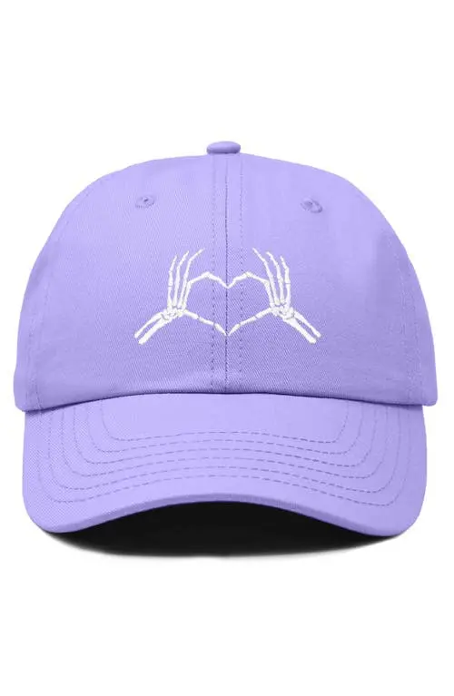 DALIX Skeleton Heart Embroidered Cap - Lavender