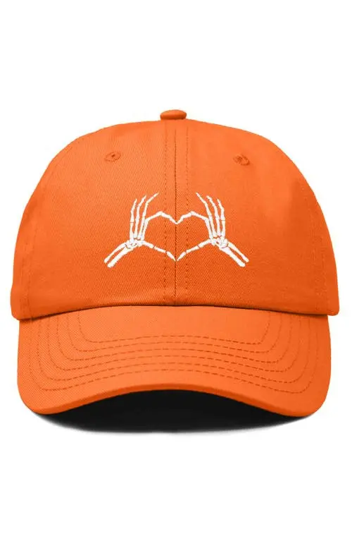 DALIX Skeleton Heart Embroidered Cap - Orange