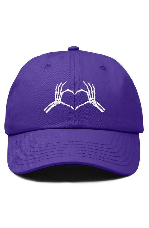 DALIX Skeleton Heart Embroidered Cap - Purple