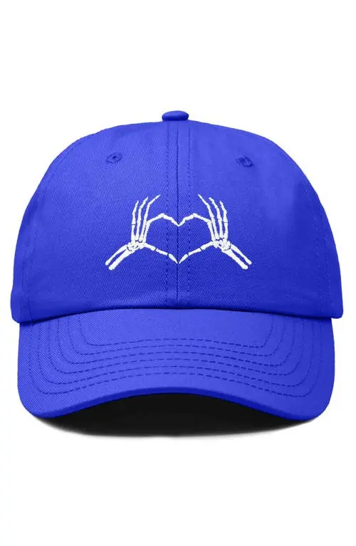 DALIX Skeleton Heart Embroidered Cap - Royal Blue