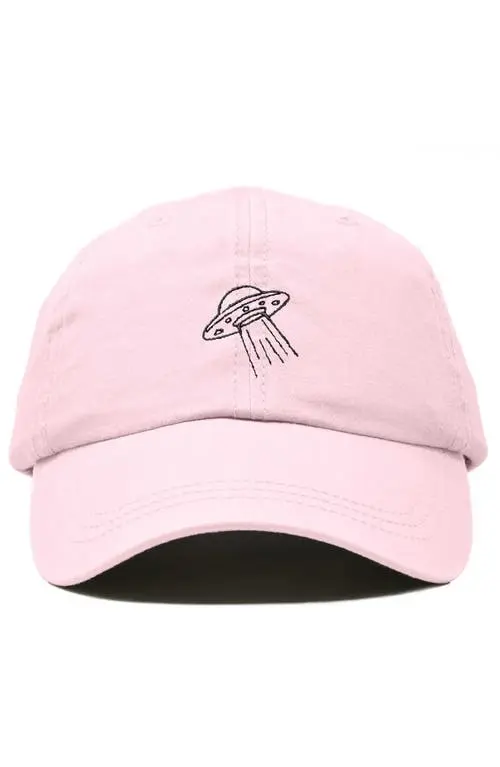DALIX Ufo Embroidered Dad Cap - Washed Pink