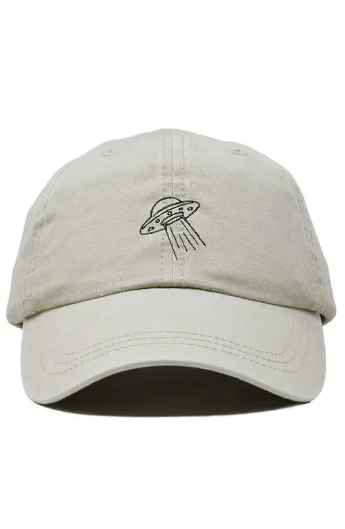 DALIX Ufo Embroidered Dad Cap - Washed Stone White