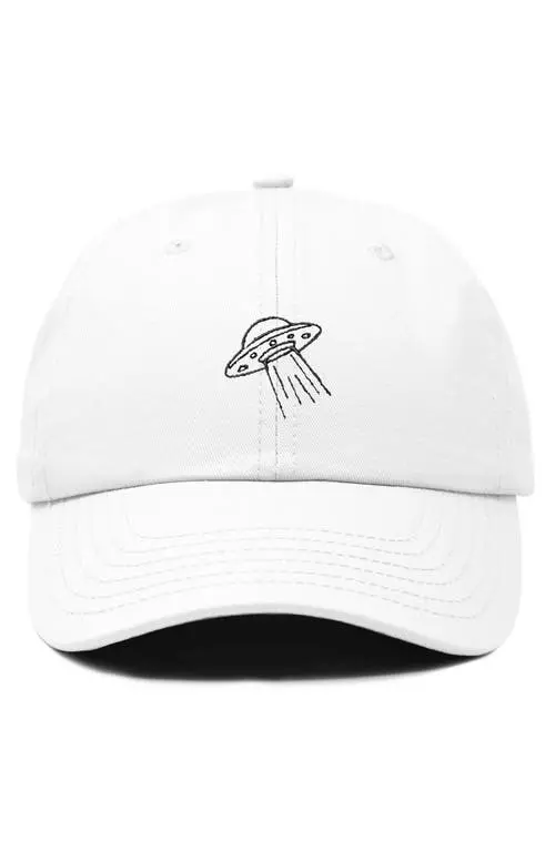 DALIX Ufo Embroidered Dad Cap - White