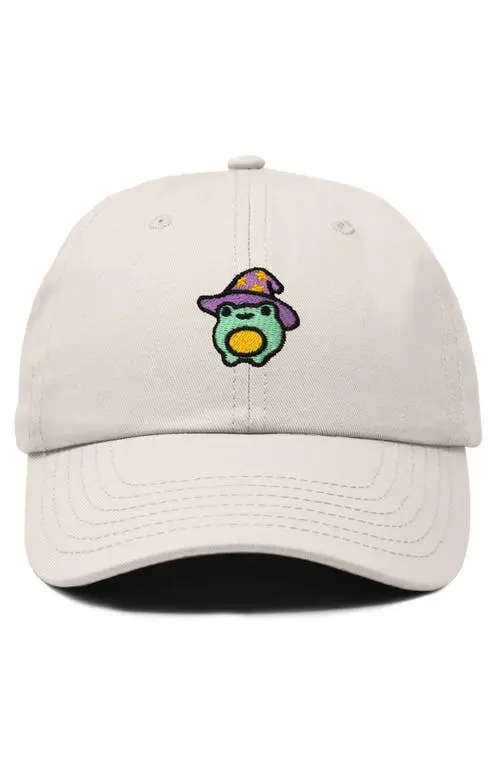 DALIX Sorcerer Frog Embroidered Dad Cap - Beige
