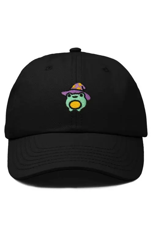 DALIX Sorcerer Frog Embroidered Dad Cap - Black