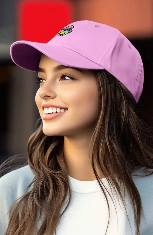 DALIX Sorcerer Frog Embroidered Dad Cap - Light Pink