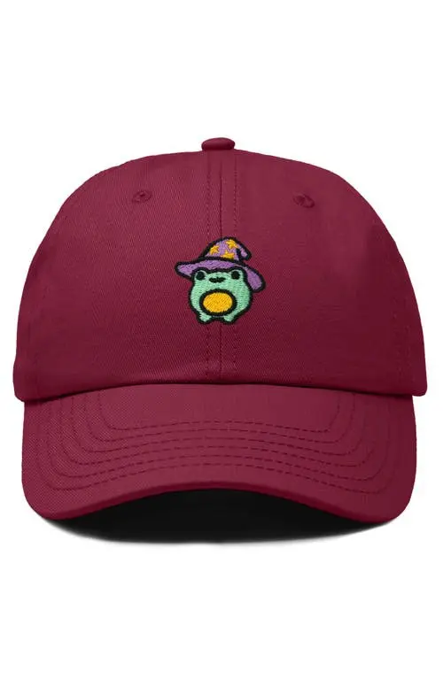 DALIX Sorcerer Frog Embroidered Dad Cap - Maroon