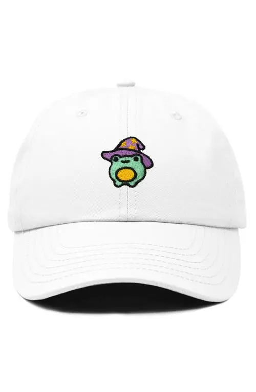 DALIX Sorcerer Frog Embroidered Dad Cap - White