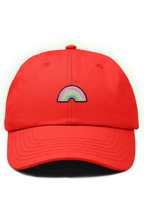 DALIX Rainbow Embroidered Cap - Red