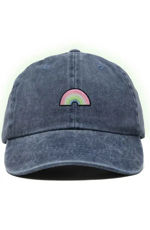 DALIX Rainbow Embroidered Cap - Washed Navy Blue