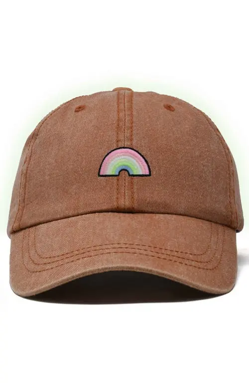 DALIX Rainbow Embroidered Cap - Washed Orange