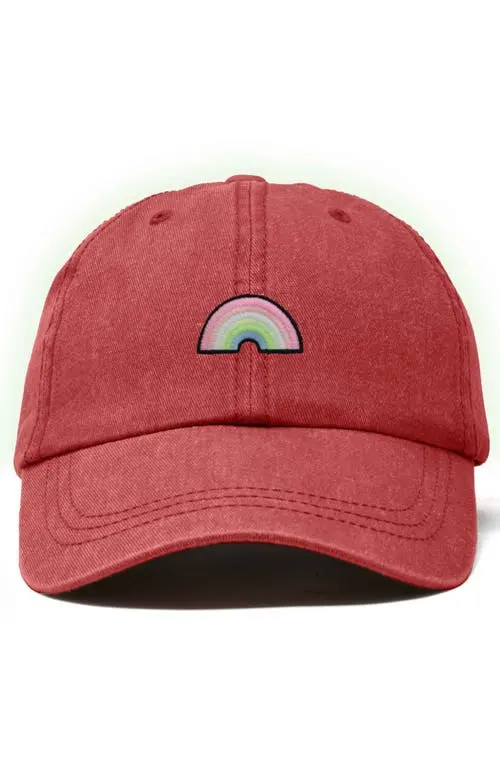 DALIX Rainbow Embroidered Cap - Washed Red