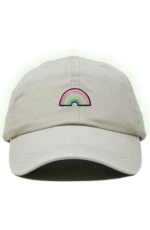DALIX Rainbow Embroidered Cap - Washed Stone White