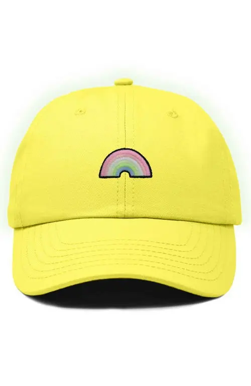 DALIX Rainbow Embroidered Cap - Yellow